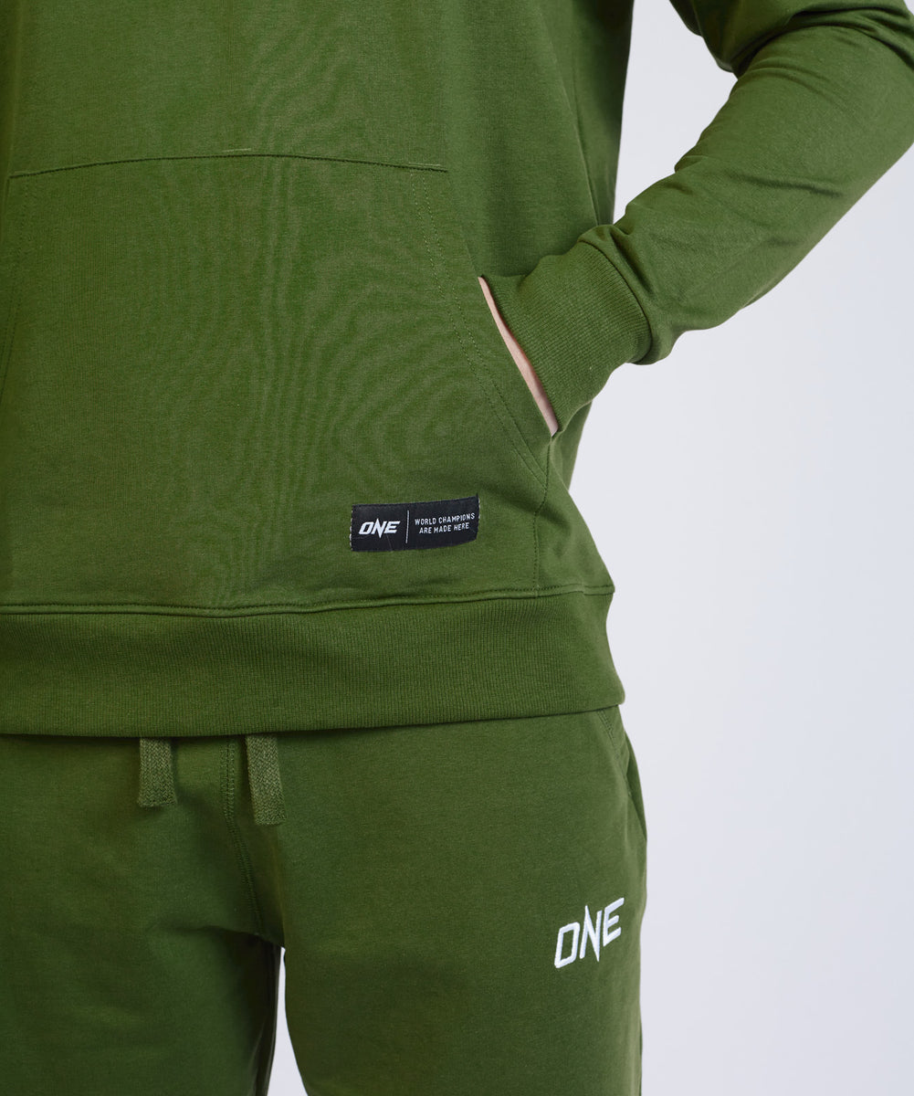 ONE Signature Logo Pullover Hoodie (Khaki Green) – ONE.SHOP | The ...